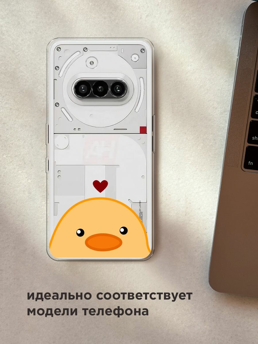 Чехол на Nothing Phone 3a / Нотинг Фон 3а с принтом "Влюблённая уточка - 14 февраля", прозрачный — фото 1
