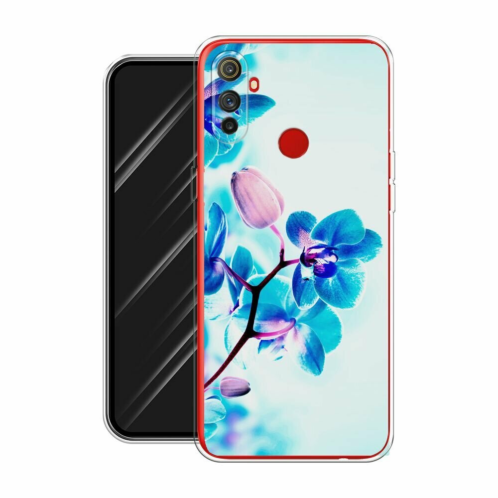 Силиконовый чехол на Realme C3 / Реалми C3 с принтом "Голубая орхидея" — фото 1