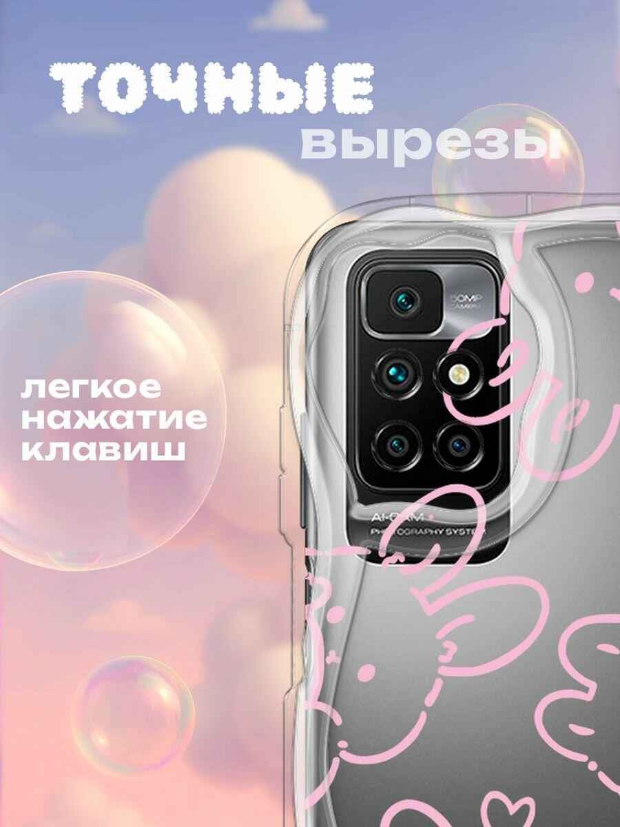 Чехол на Xiaomi Redmi 10 / Редми 10 с принтом "Контурные зайцы" — фото 1