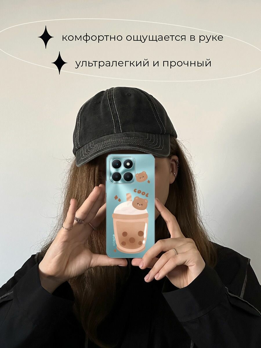 Чехол на Honor X6A / Хонор X6A с принтом "Кофе 2", прозрачный — фото 1