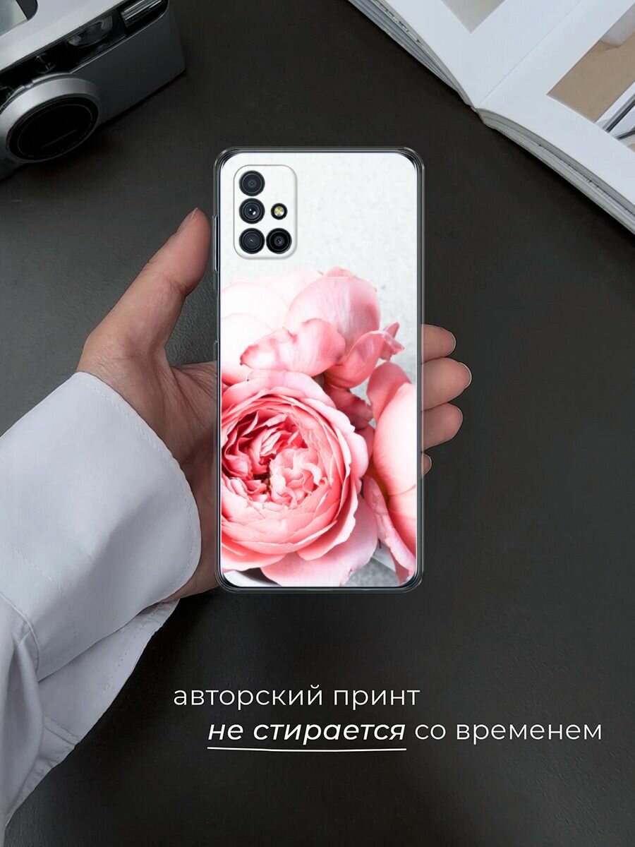 Чехол на Samsung Galaxy M31s / Самсунг Галакси M31s с принтом "Пионы на белом" — фото 1