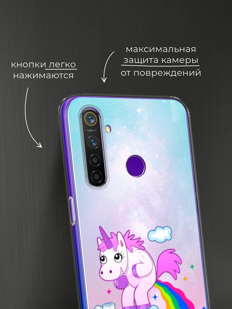 Чехол на Realme 5 Pro / Реалми 5 Про с принтом "Единорог какает" — фото 1
