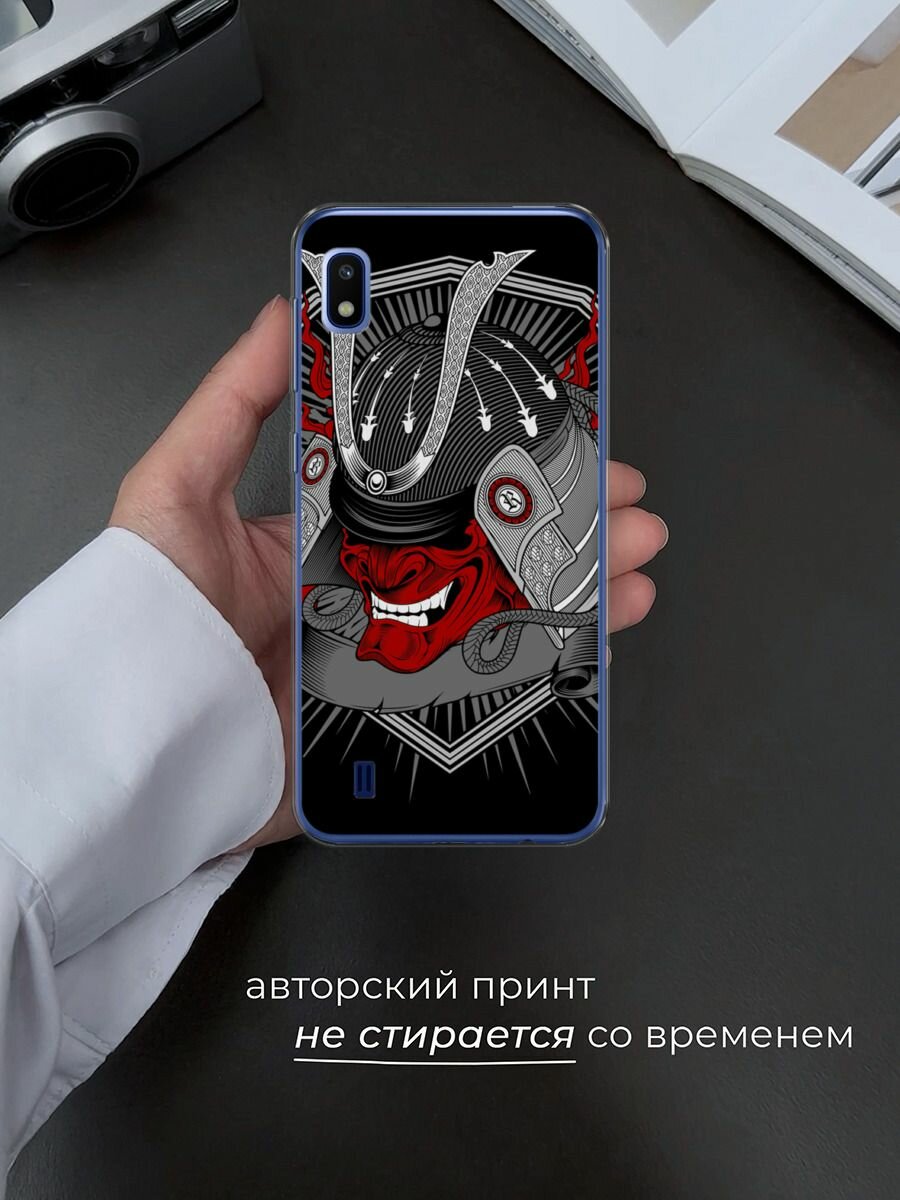 Чехол на Samsung Galaxy A10 / Самсунг Галакси А10 с принтом "Красная маска самурая" — фото 1