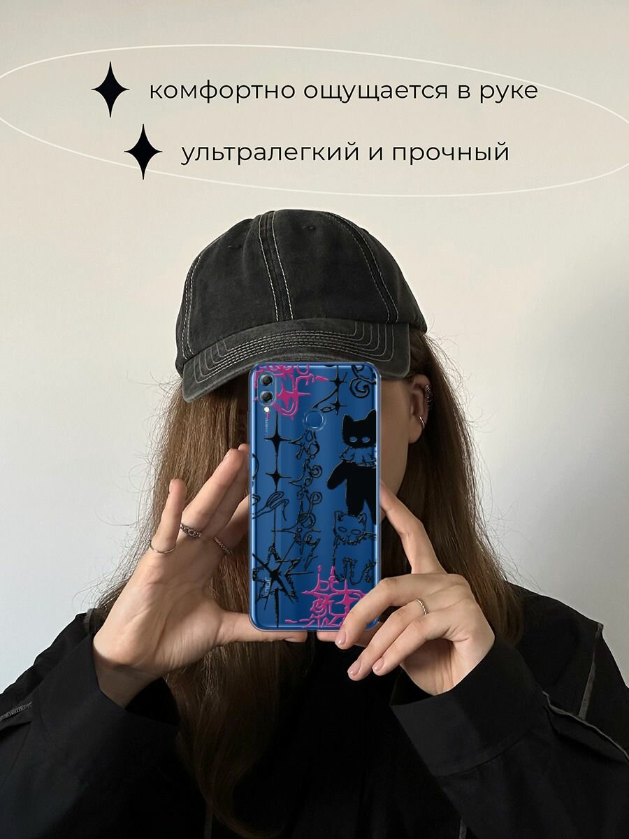 Чехол на Honor 8X / Хонор 8Х с принтом "Готические котики" — фото 1