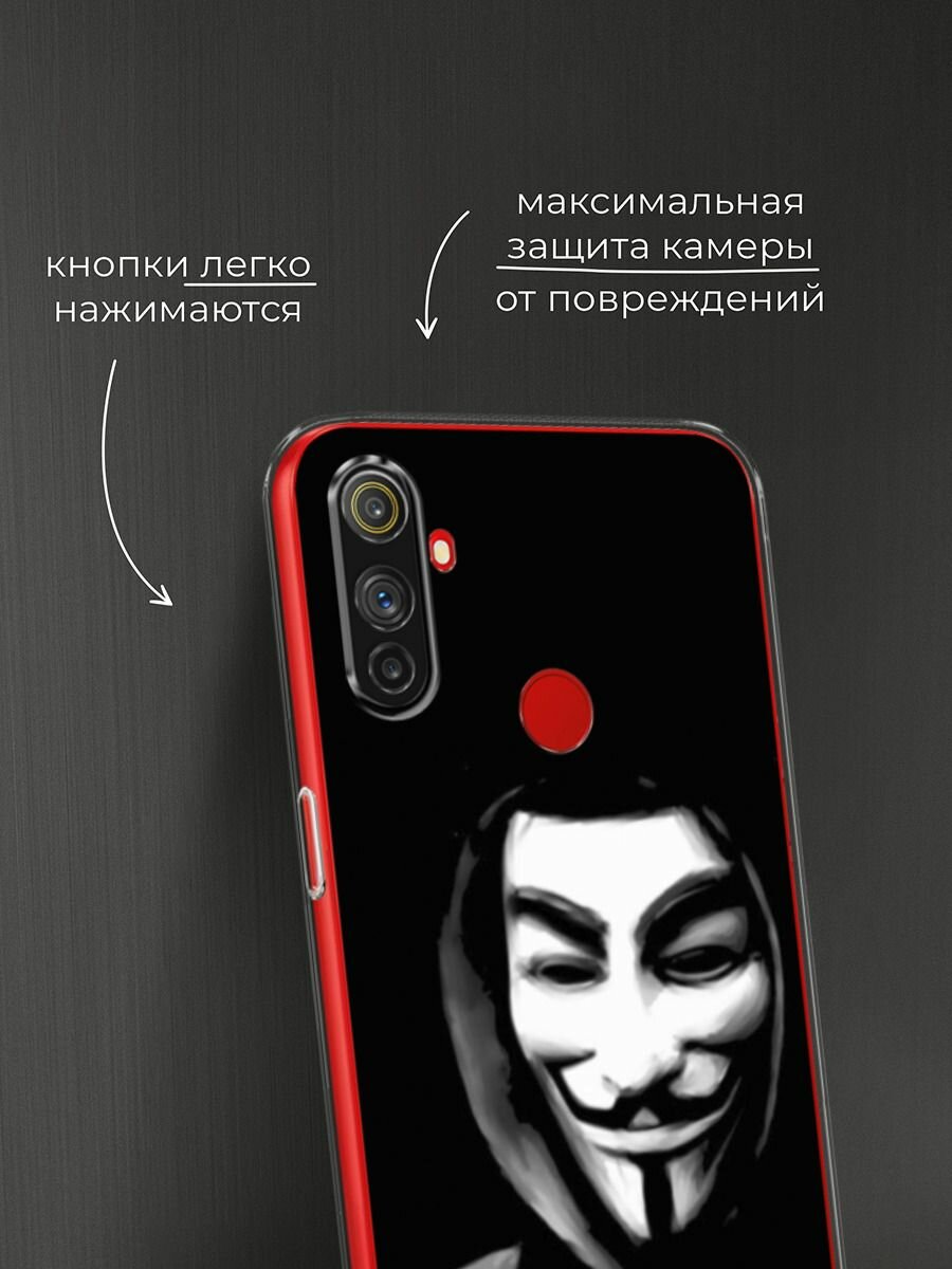 Силиконовый чехол на Realme C3 / Реалми C3 с принтом "Анонимус" — фото 1