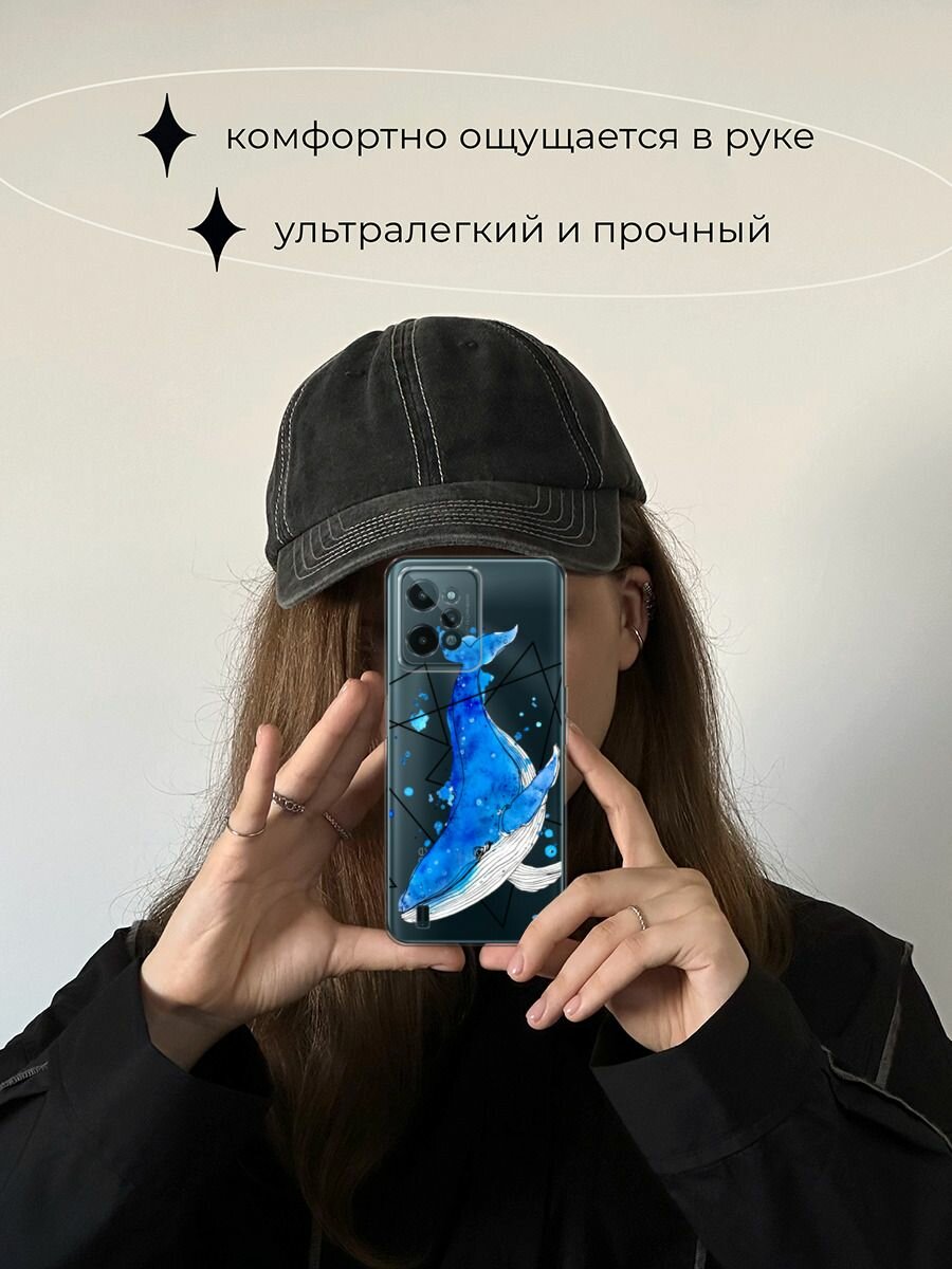 Чехол на Realme C31 / Реалми C31 с принтом "Кит графика", прозрачный — фото 1