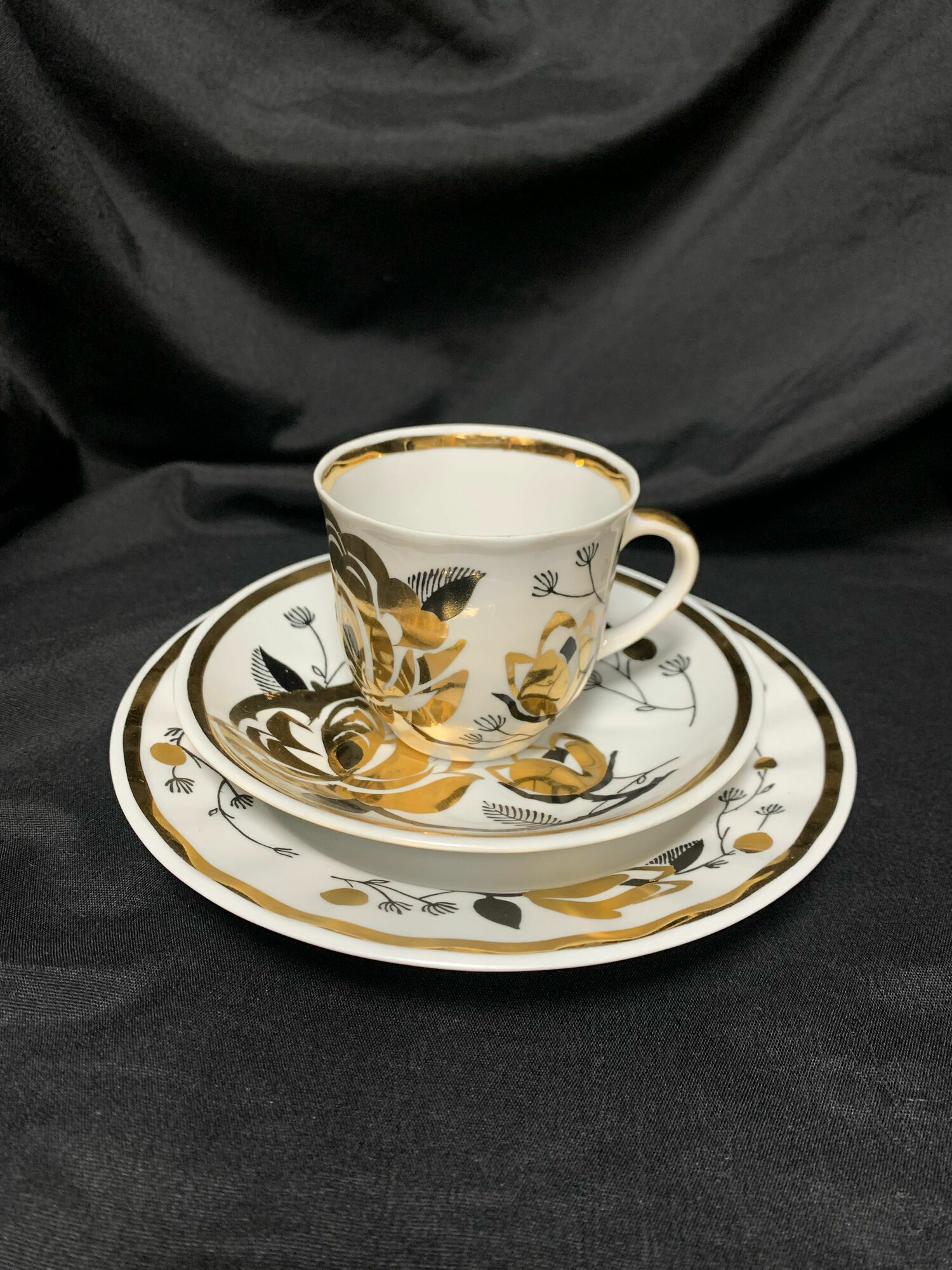 Фарфоровое кофейное трио Золотая Роза (Вербилки)