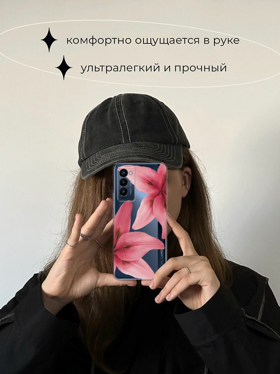 Чехол на Tecno Camon 18P / Техно Камон 18Р с принтом "Pink flower" — фото 1