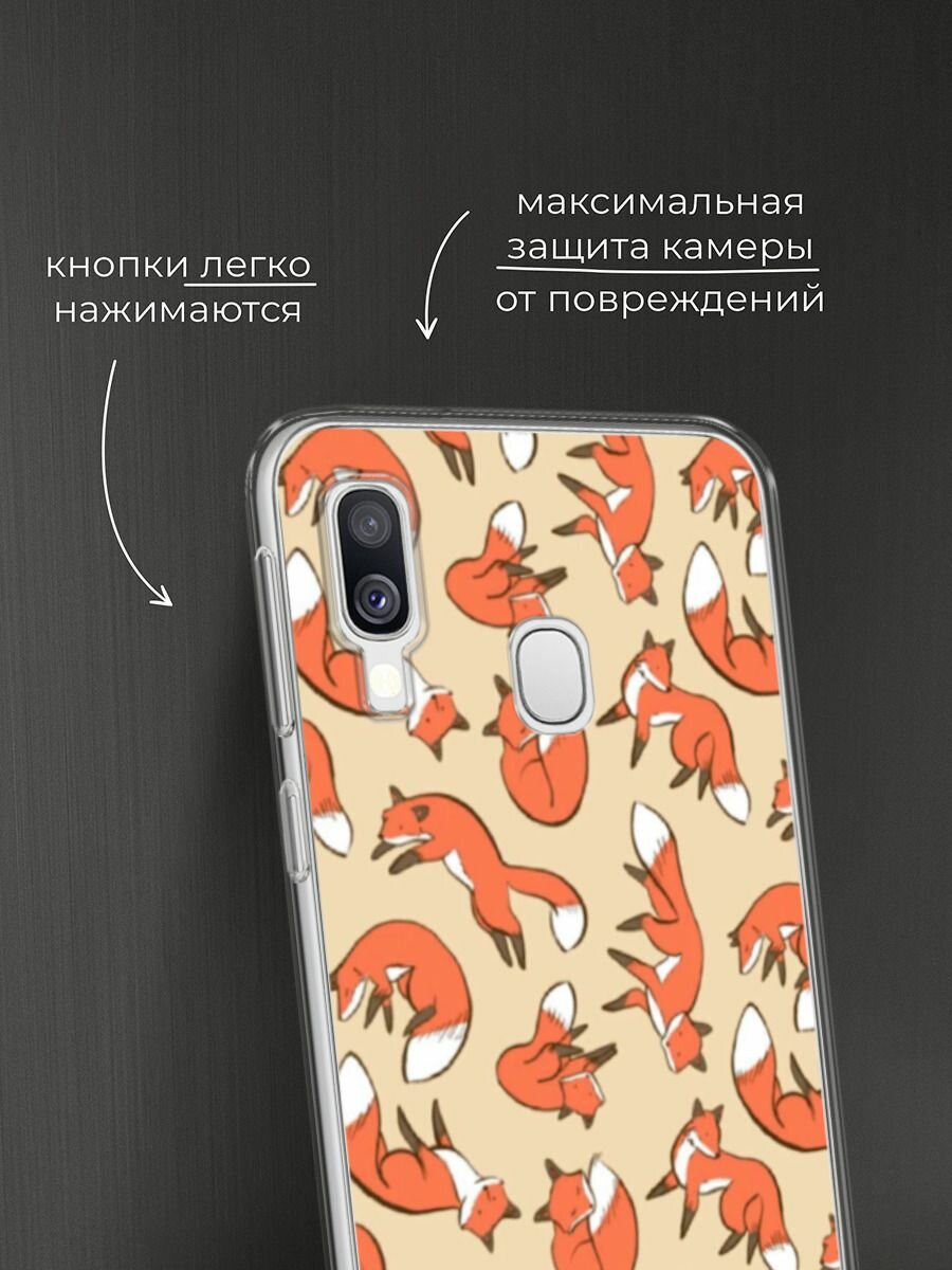 Чехол на Samsung Galaxy A40 / Самсунг Галакси А40 с принтом "Лисички фон" — фото 1