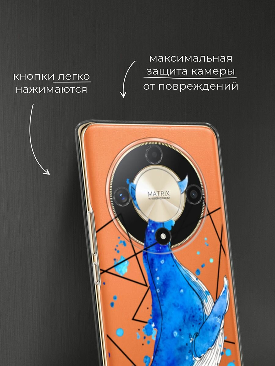 Чехол на Honor X9b / Хонор X9B с принтом "Кит графика", прозрачный — фото 1