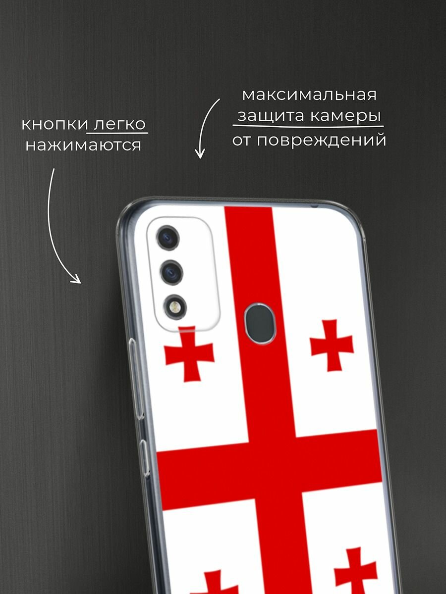 Силиконовый чехол на Itel A48 / Ител А48 с принтом "Флаг Грузии" — фото 1