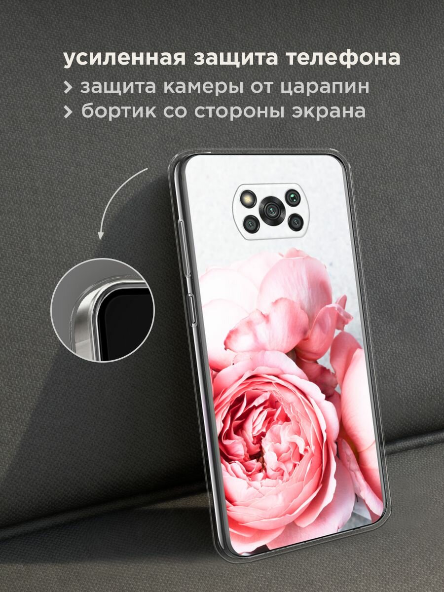 Чехол на Xiaomi Poco X3/X3 Pro / Поко X3/X3 Pro с принтом "Пионы на белом" — фото 1