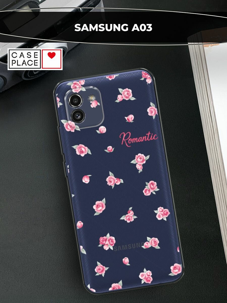 Чехол на Samsung Galaxy A03 / Самсунг Галакси А03 с принтом "Romantic 2", прозрачный