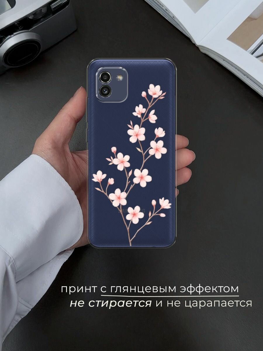 Чехол на Samsung Galaxy A03 / Самсунг Галакси А03 с принтом "Веточка сакуры 2" — фото 1