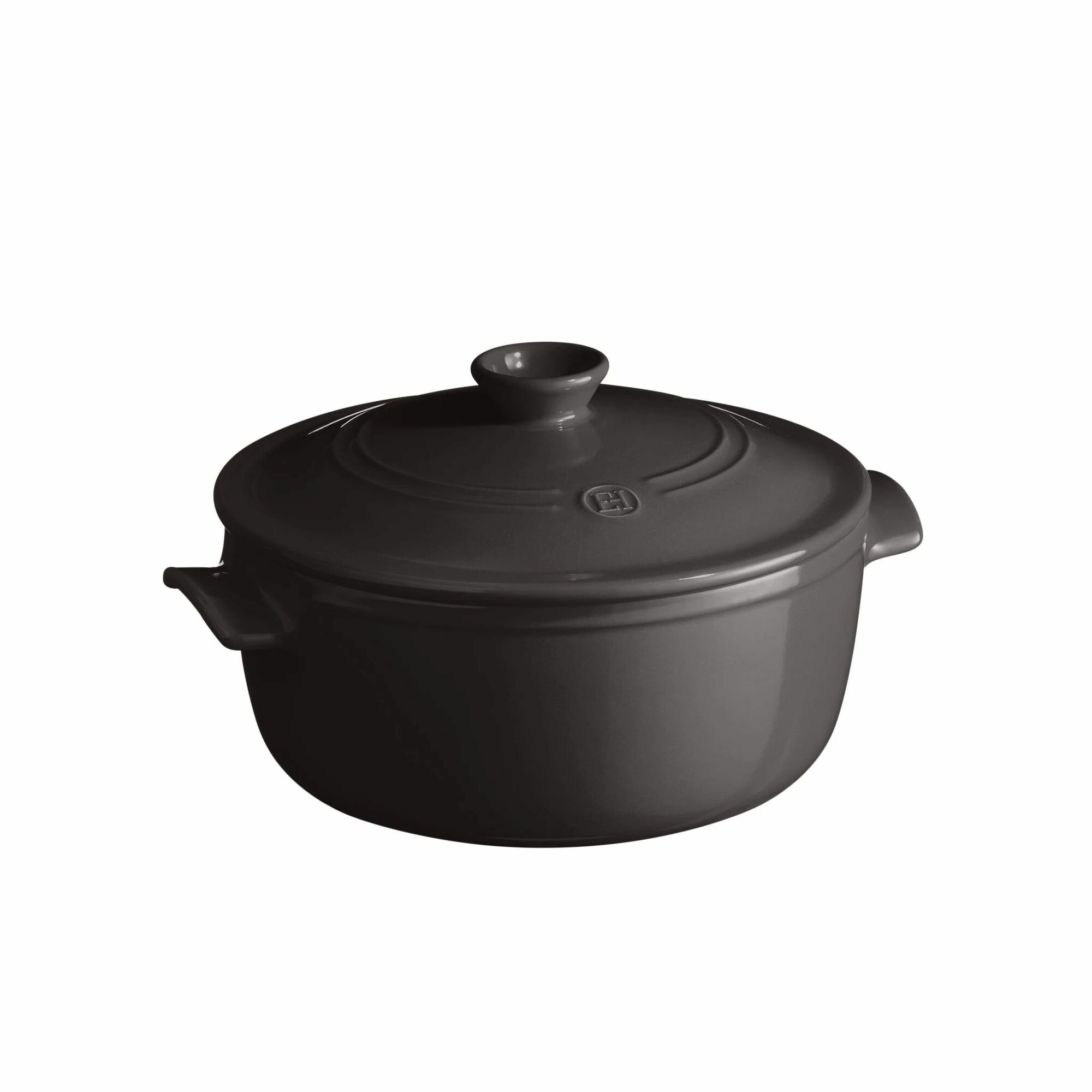 Кастрюля с крышкой керамической Emile Henry Charcoal, 5.3 л, 29.5 см / Кастрюля с антипригарным покрытием