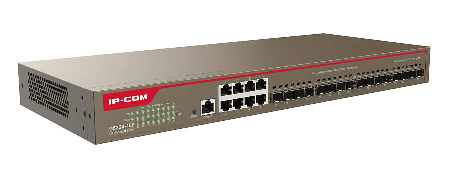 IP-COM G5324-16F Коммутатор облачный управляемый L3, 8x1 Гбит/с, SFP 16x1 Гбит/с