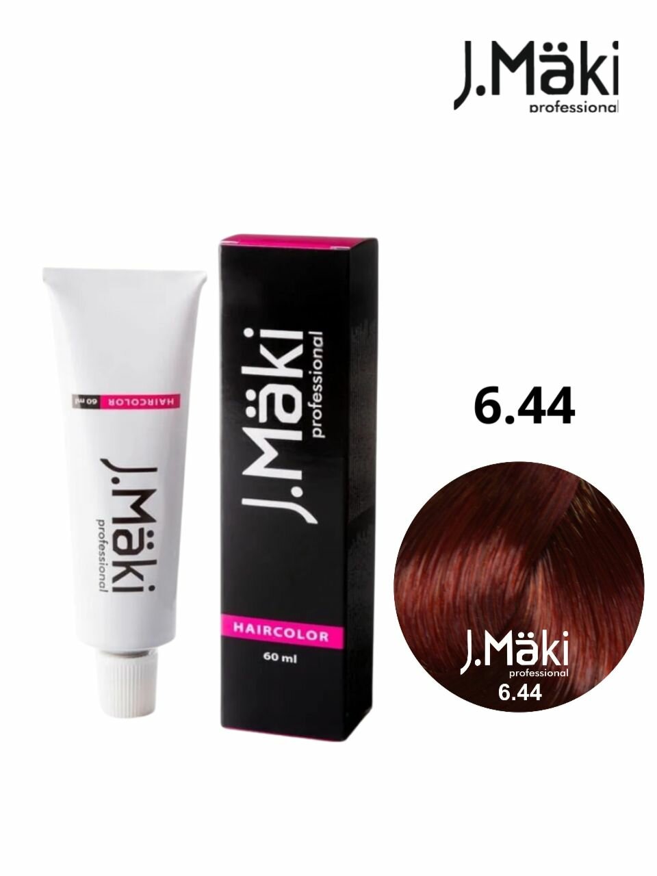 J.Maki 6.44 Интенсивный медный темный; cтойкая краска для волос 60 мл