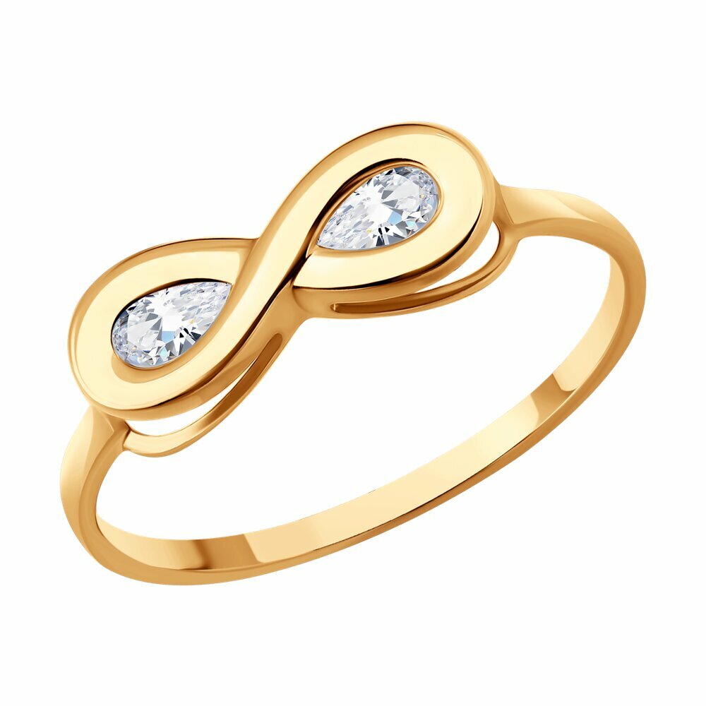 Кольцо Diamant, красное золото, 585 проба, фианит