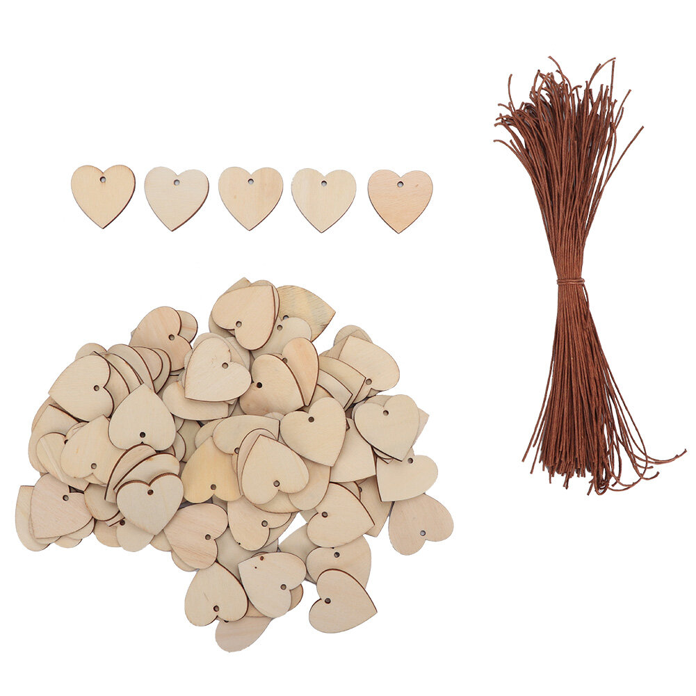 100Pcs Lovely Heart Shaped DIY Craft Hanging Decoration Ornament for Home Wedding Christmas Tree