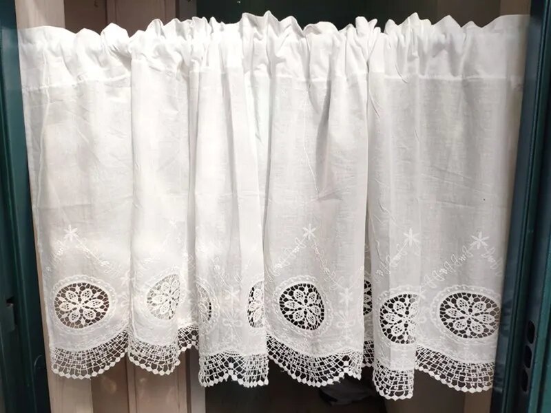 JUYANG белые ажурные шторы из хлопка, high 55cm wide 150cm, Белый