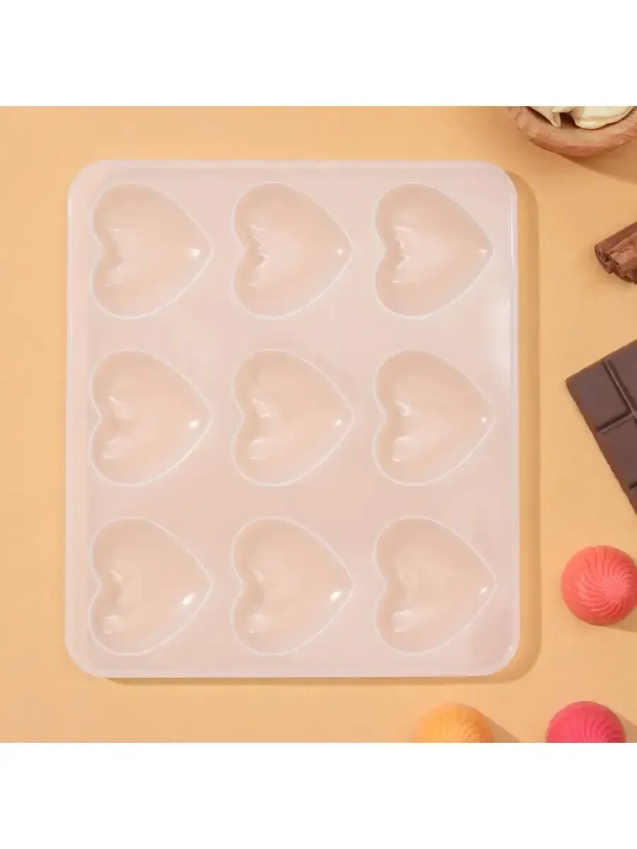 Форма силиконовая 9 ячеек "Сердечки"