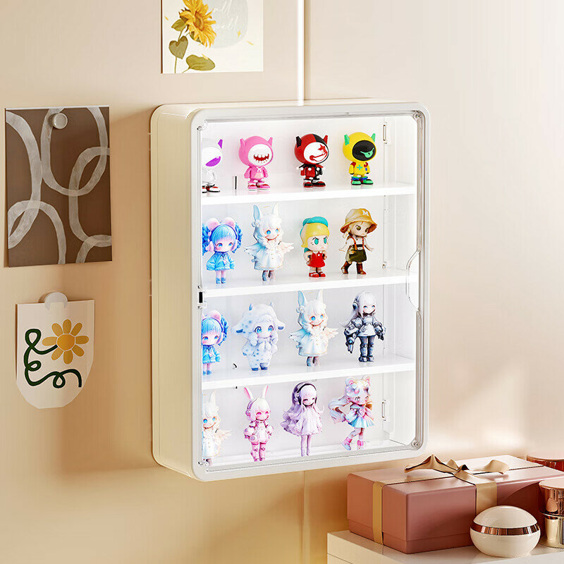 ANERYA Wall-Mounted Blind Box Storage Display Shelf Transparent Action Figure Display Box White Large Size