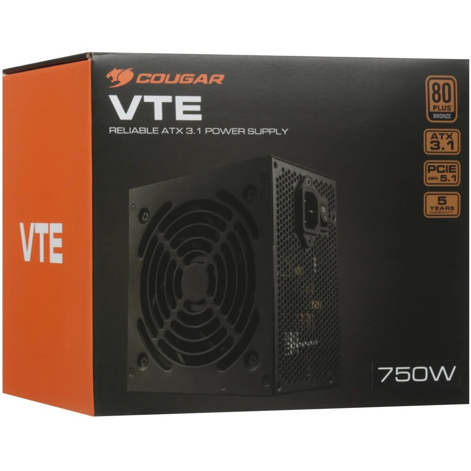 Блок питания Cougar VTE 750 [31VA075.6433P], DC-DC преобразователь, черный