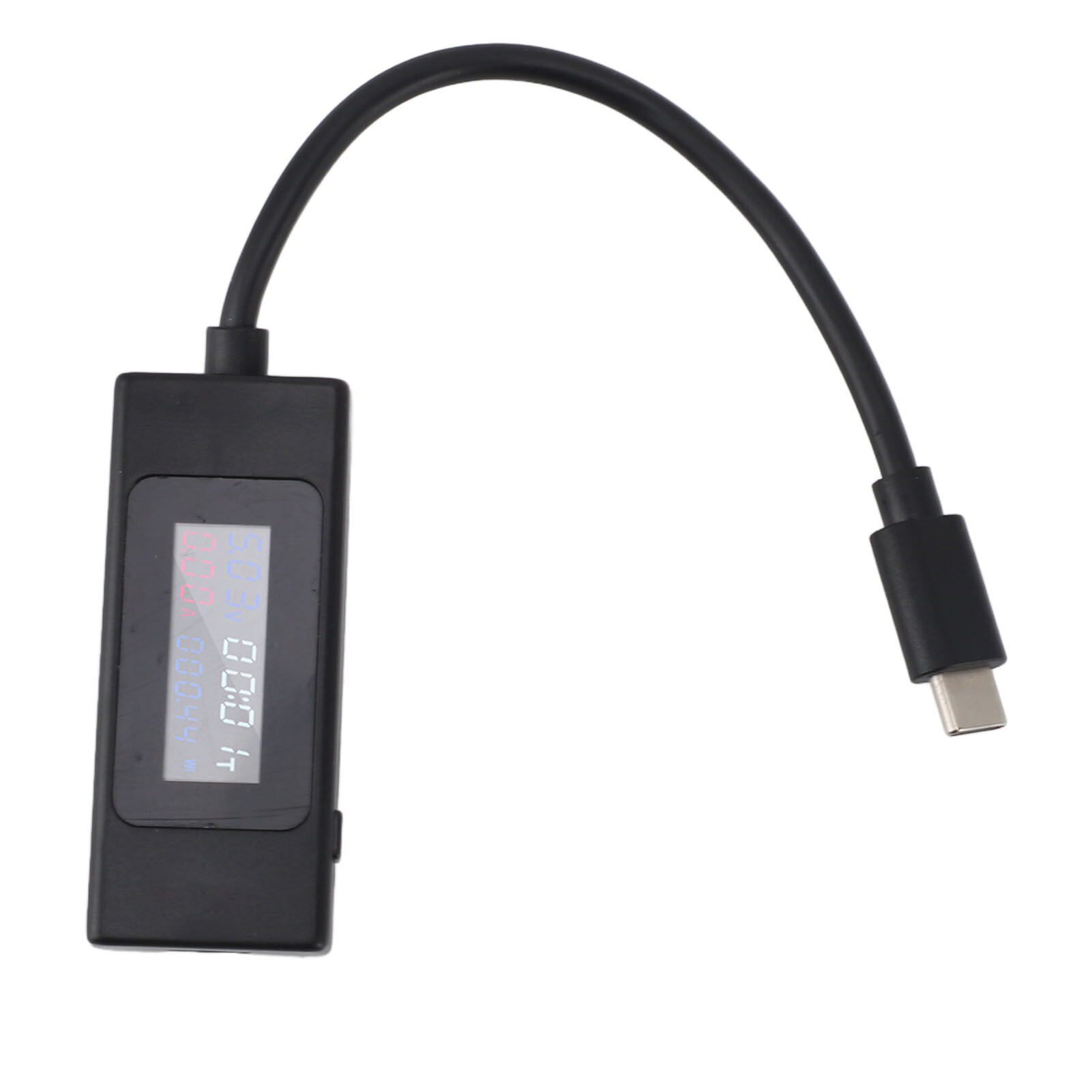 USB C тестер с цветным ЖК-экраном, двунаправленный, USB мультиметр, черный