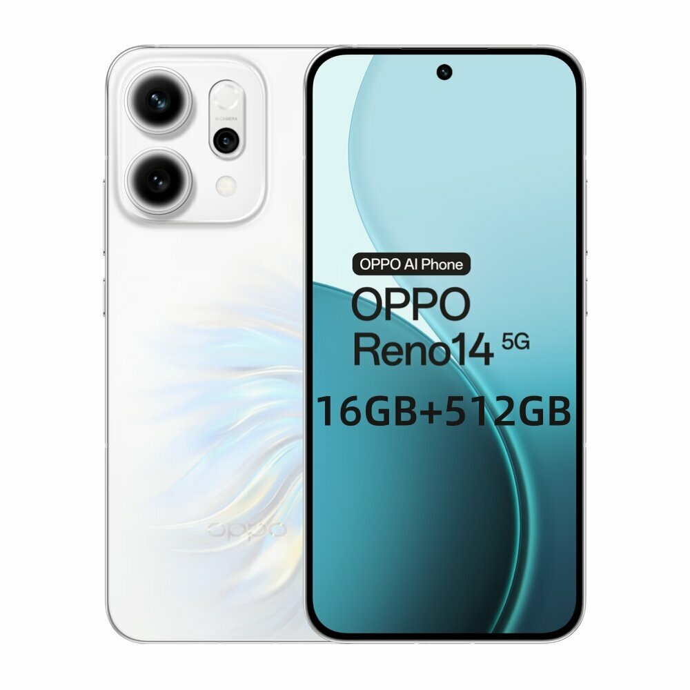 Смартфон OPPO Reno14 5G, 6200 мАч, 16 ГБ+512ГБ, белый, (CN) Русский