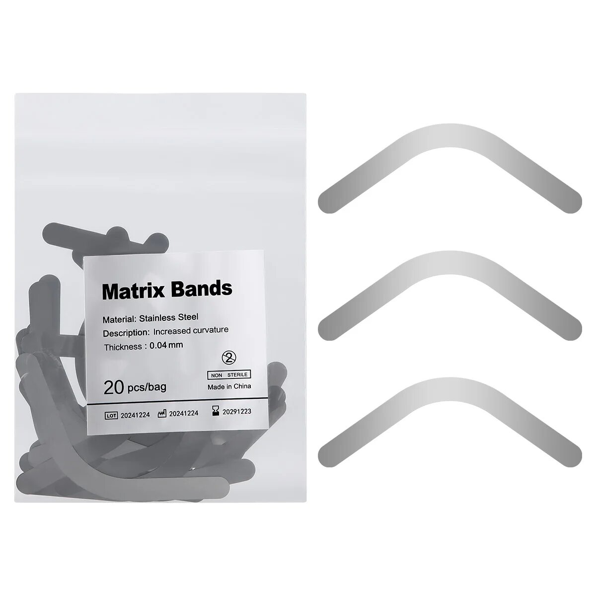 20 шт, ленты для стоматологических матриц, высота мармина, большие увеличенные кривизны, секционные контурные матрицы, восстановление стоматологии AZDENT