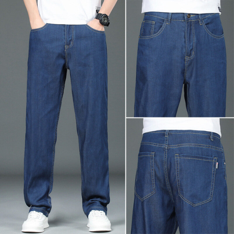 Слим тапер джинсы Rong Плюс размеры джинсы мужские новинки широкие прямые тонкие мужские длинные брюки, Размер_32