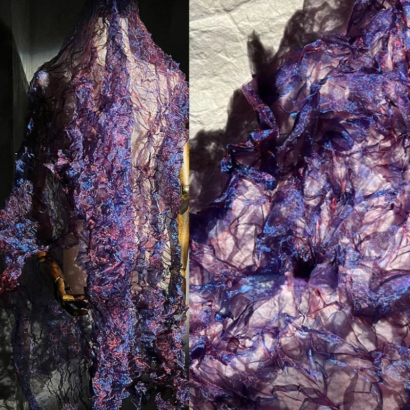 Кристаллическая плиссированная лазерная сетчатая ткань из полиэстера/акрила