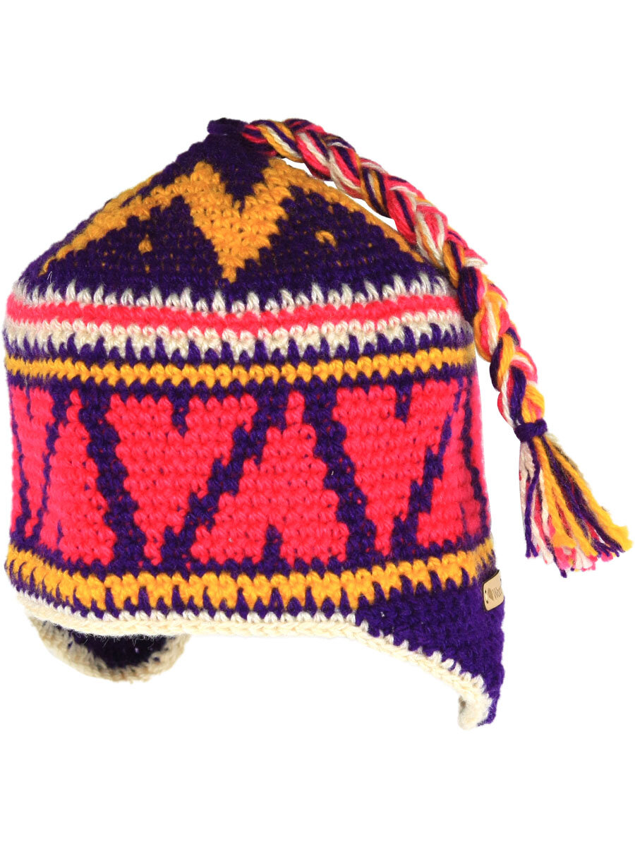 Шапка вязаная для бани Woodson Viking Pinky (орнамент, 1 косичка)