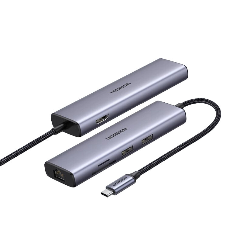 Док-станция UGREEN HDMI + Gigabit + SD/TF Card Reader + USB 3.0*2, черная, 20954