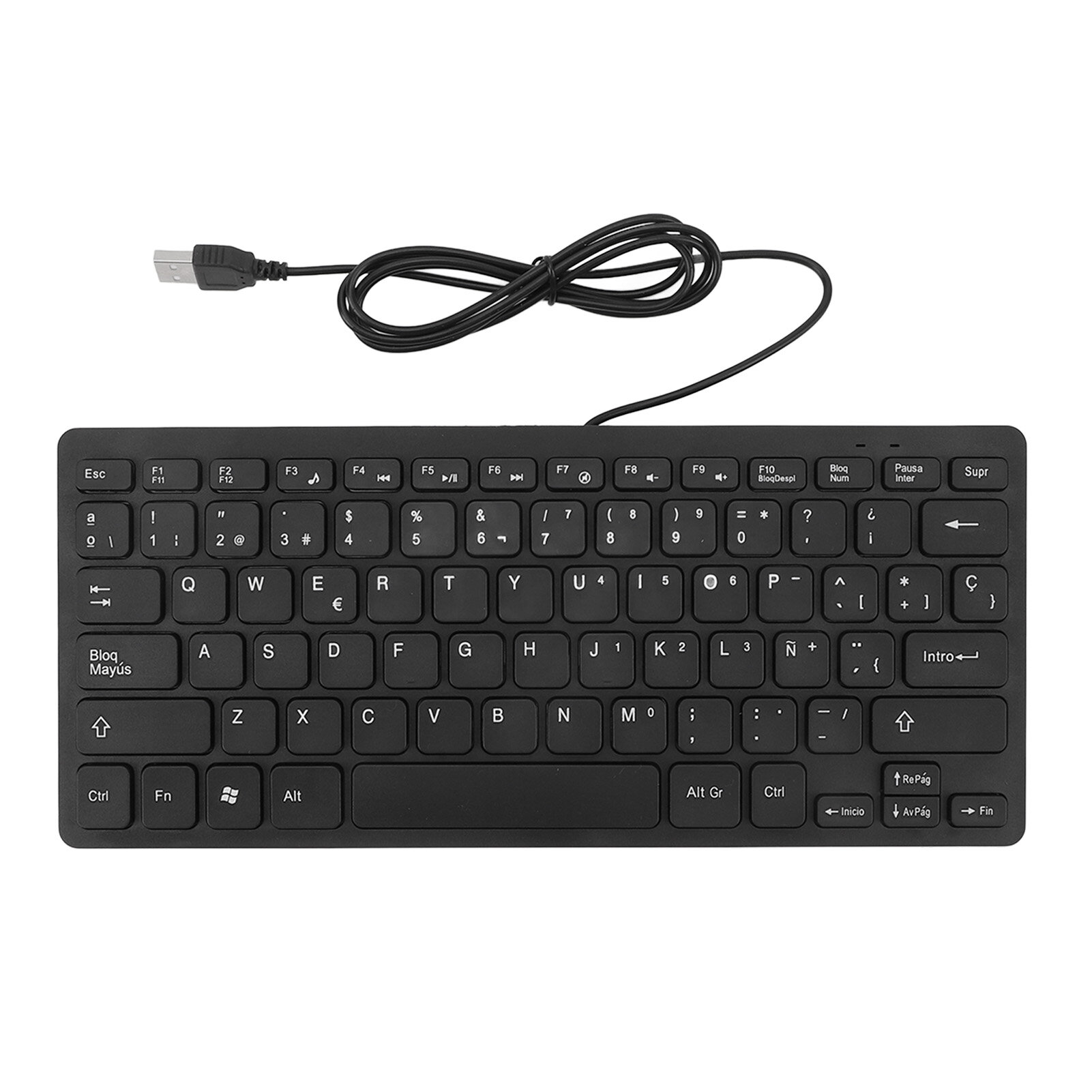 78 Keys Language Ultra Thin Thin Keyboard Plug и воспроизведение Splash Proof USB -проводную компактную клавиатуру для английских двуязычных пользователей испанский (Qweryu Mayout)