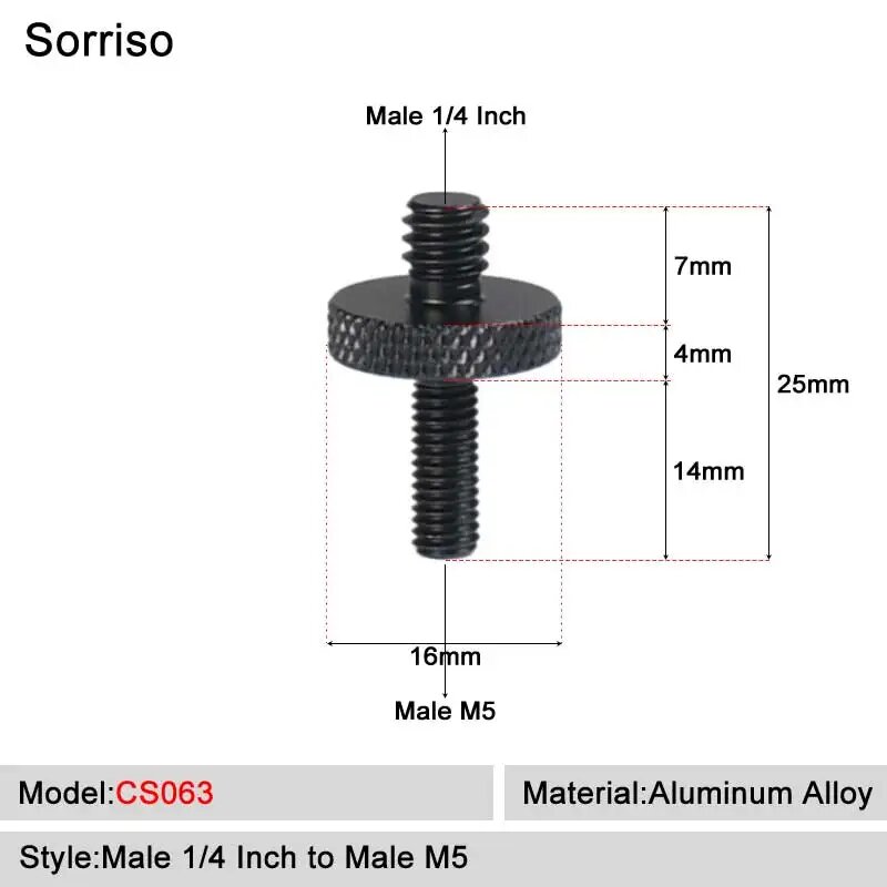 Переходник штатива Sorriso 1/4" Male to M5 Male, CS063