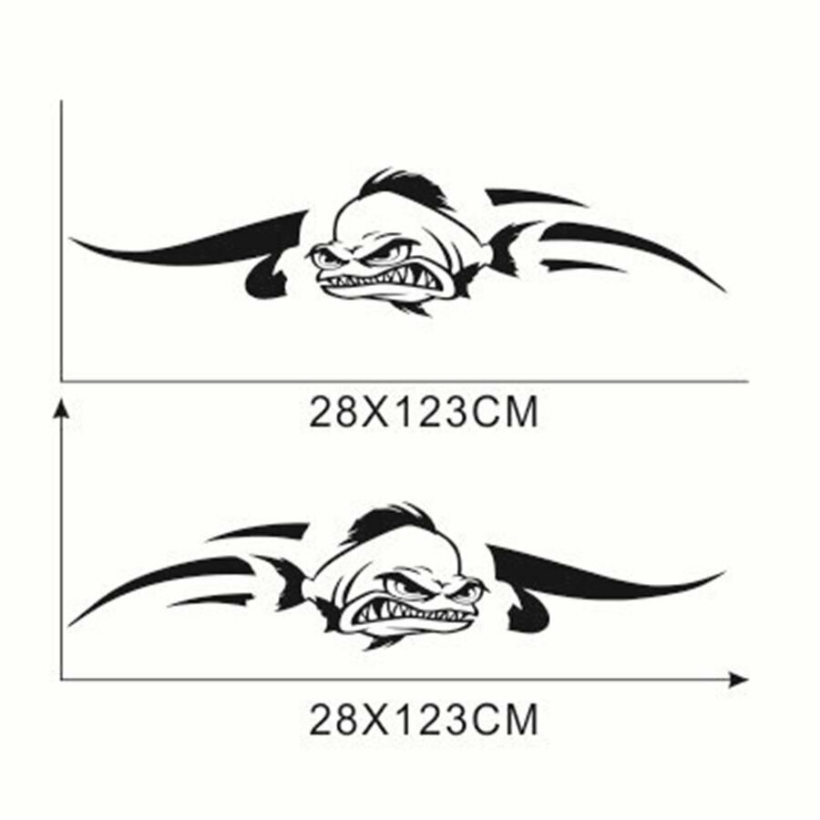 Комплект водонепроницаемых наклеек для лодки с изображением рыб, выполненных из винила, с черным рисунком, для украшения корпуса судна