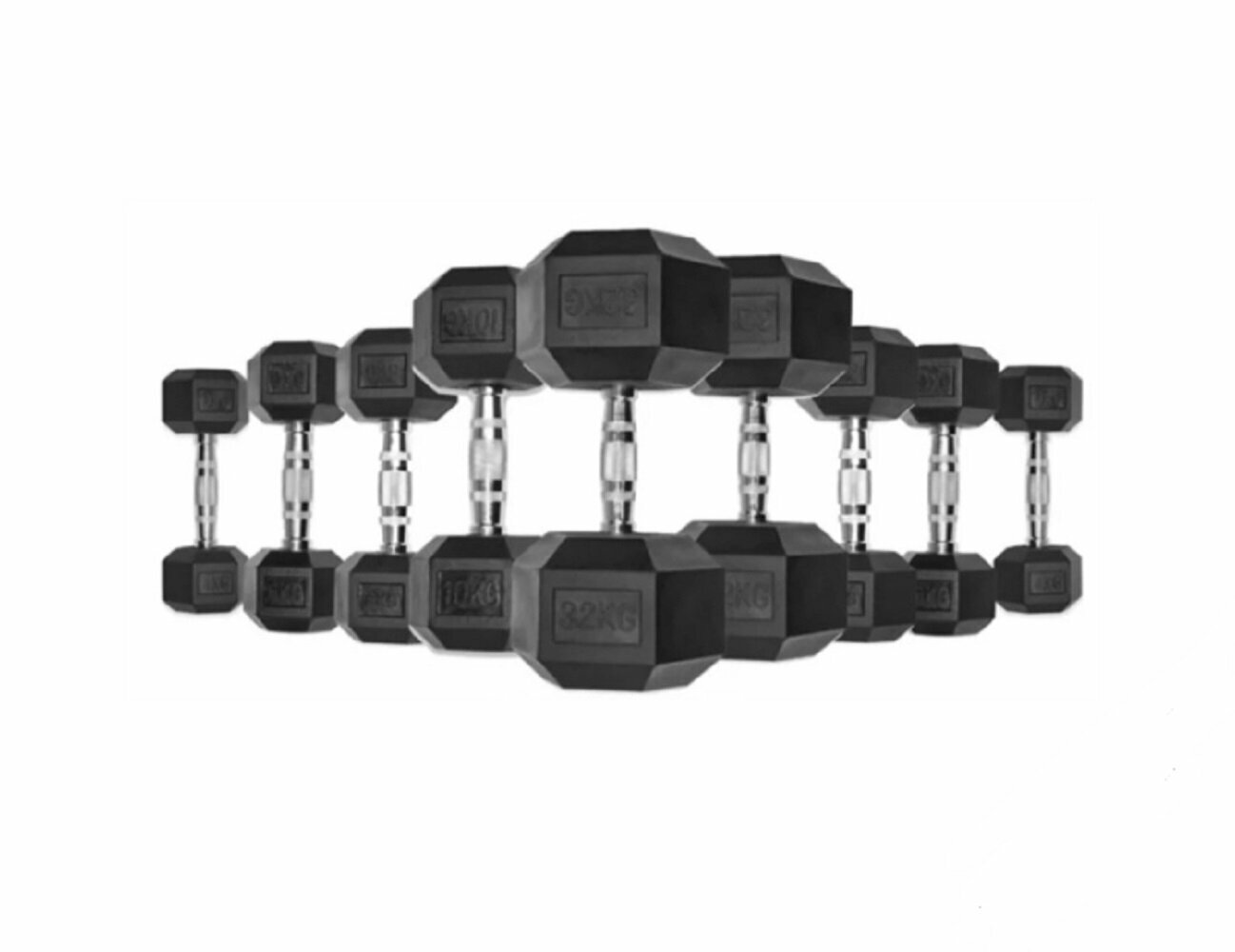 Гексагональные обрезиненные гантели ULTRA GYM ряд от 27,5 до 40 кг