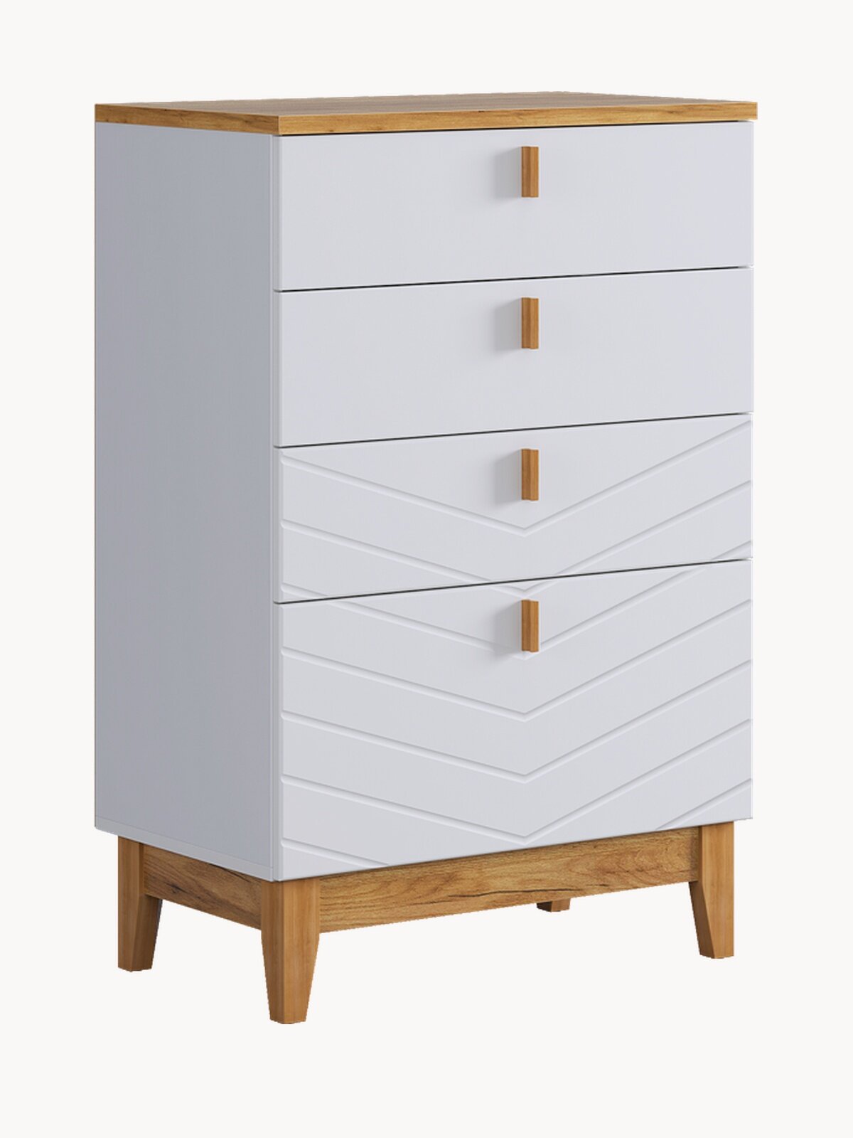 Комод с ящиками "Хюгге" от Mebelson, цвет белое дерево/дуб крафт золотой/белый матовый, 70*42*105,8 см