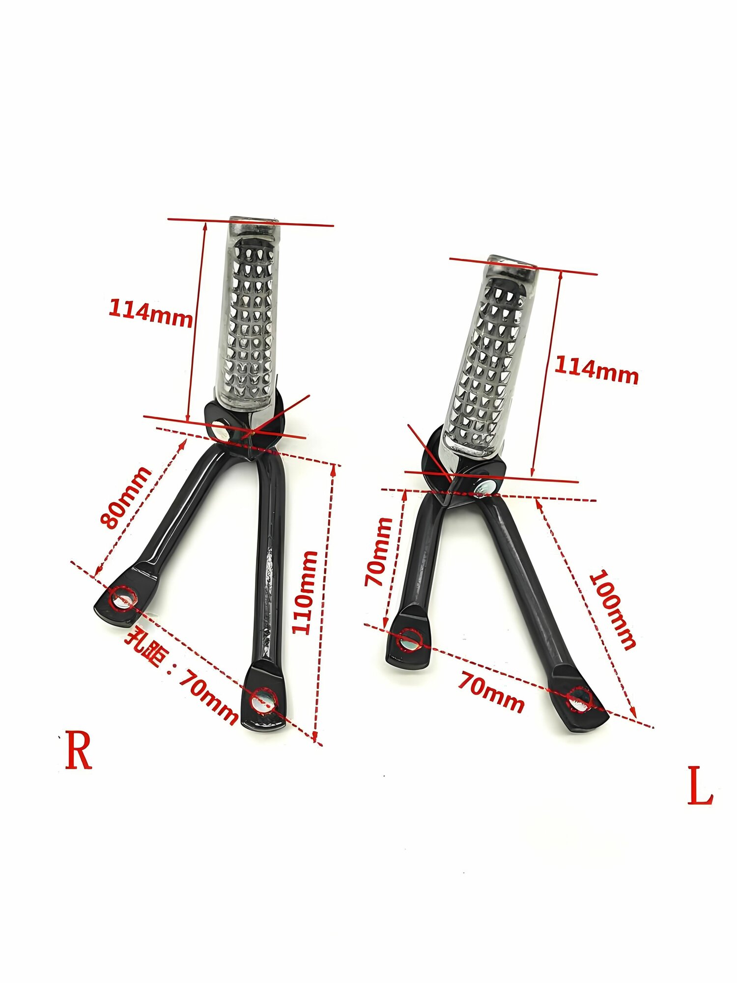 Усиленные задние пассажирские подножки для CQR250: алюминиевые педали с антискользящими гратами, черные, 2 шт.