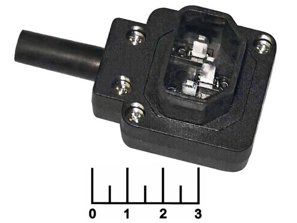Разъем питания 3pin штекер C14 на кабель угол (JA-2233-A)