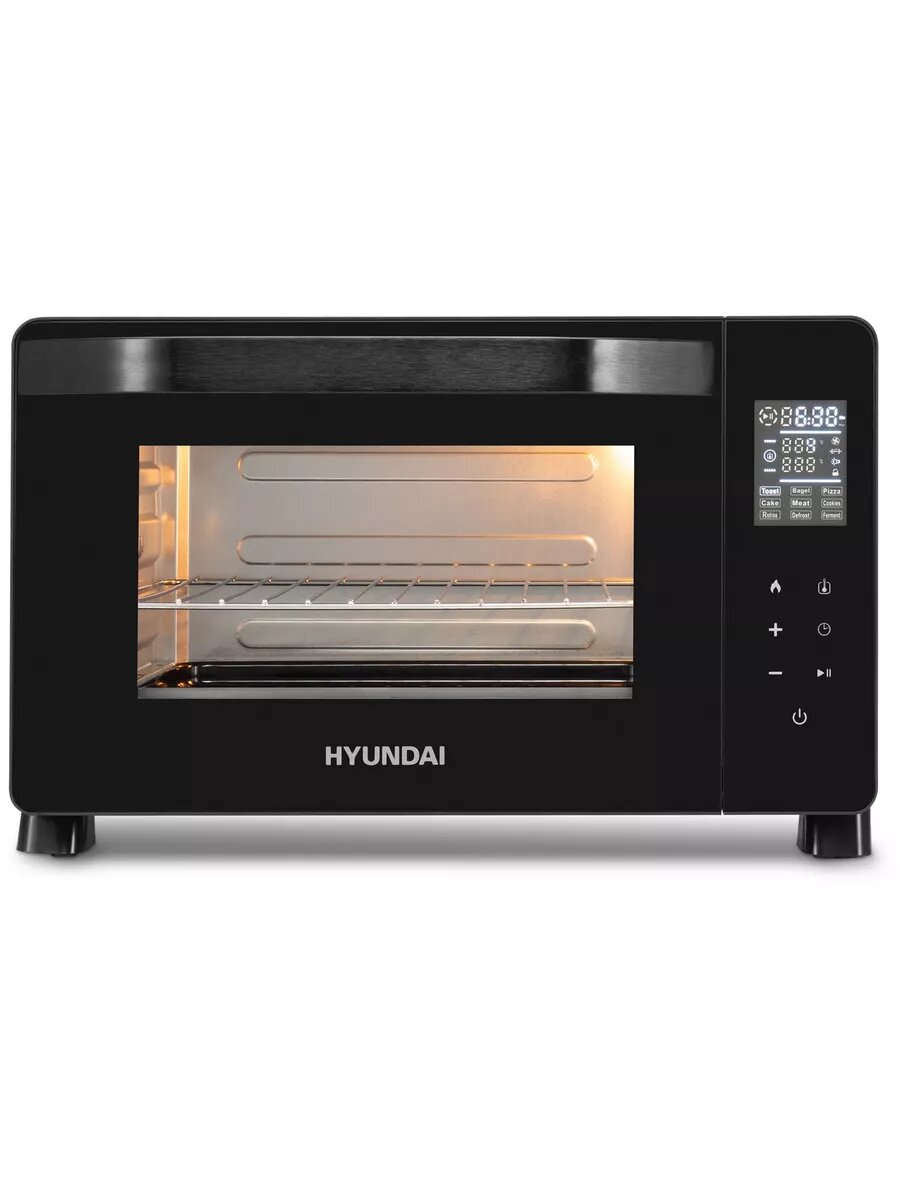 Мини-печь HYUNDAI MIO-HY088, 1500Вт, конвекция, сенсорное управление, чёрная