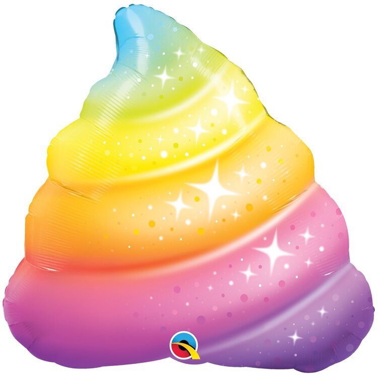 Воздушный шарик Qualatex фигура 5, какашка радужная, фольгированный