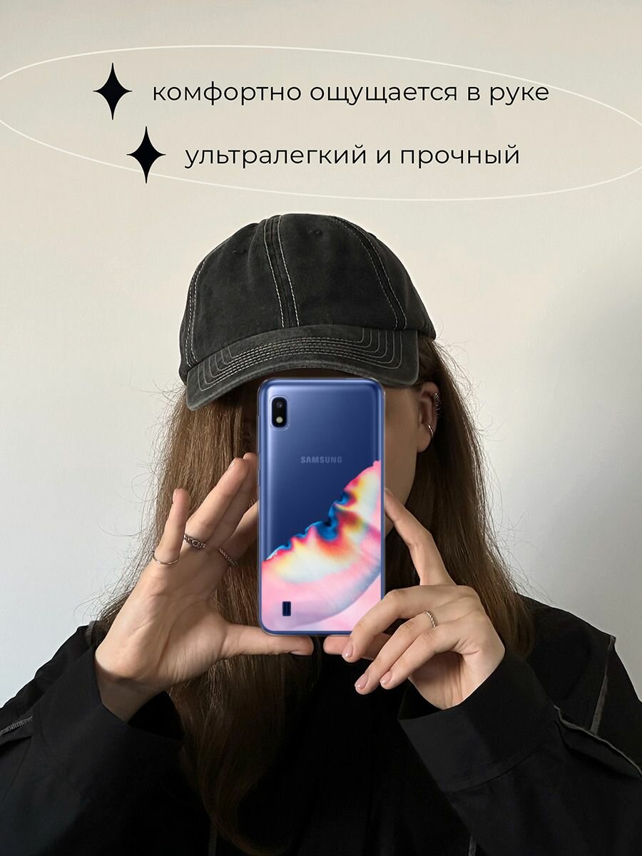 Чехол на Samsung Galaxy A10 / Самсунг Галакси А10 с принтом Розовая акварель, прозрачный — фото 1