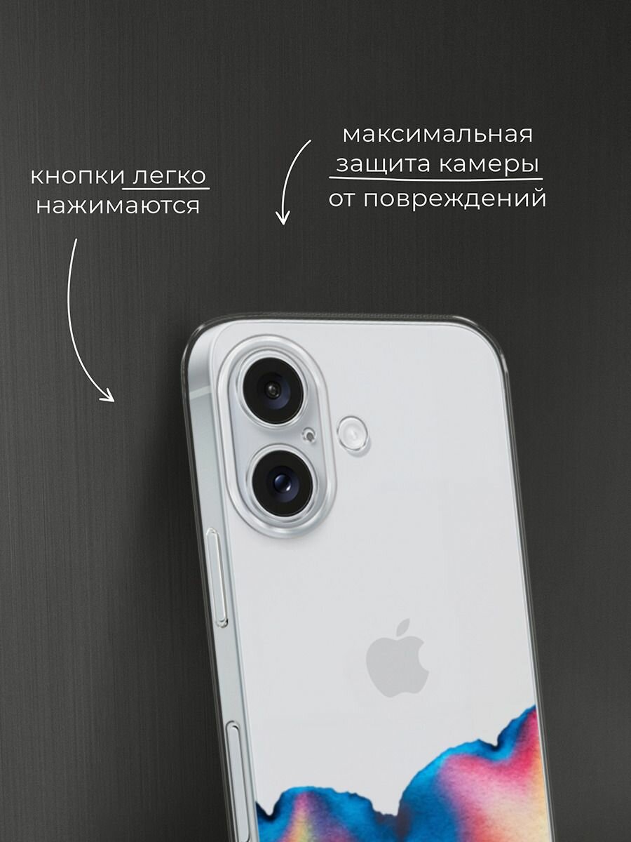 Чехол на Apple iPhone 16 / Айфон 16 с принтом Акварельное сочетание, прозрачный — фото 1