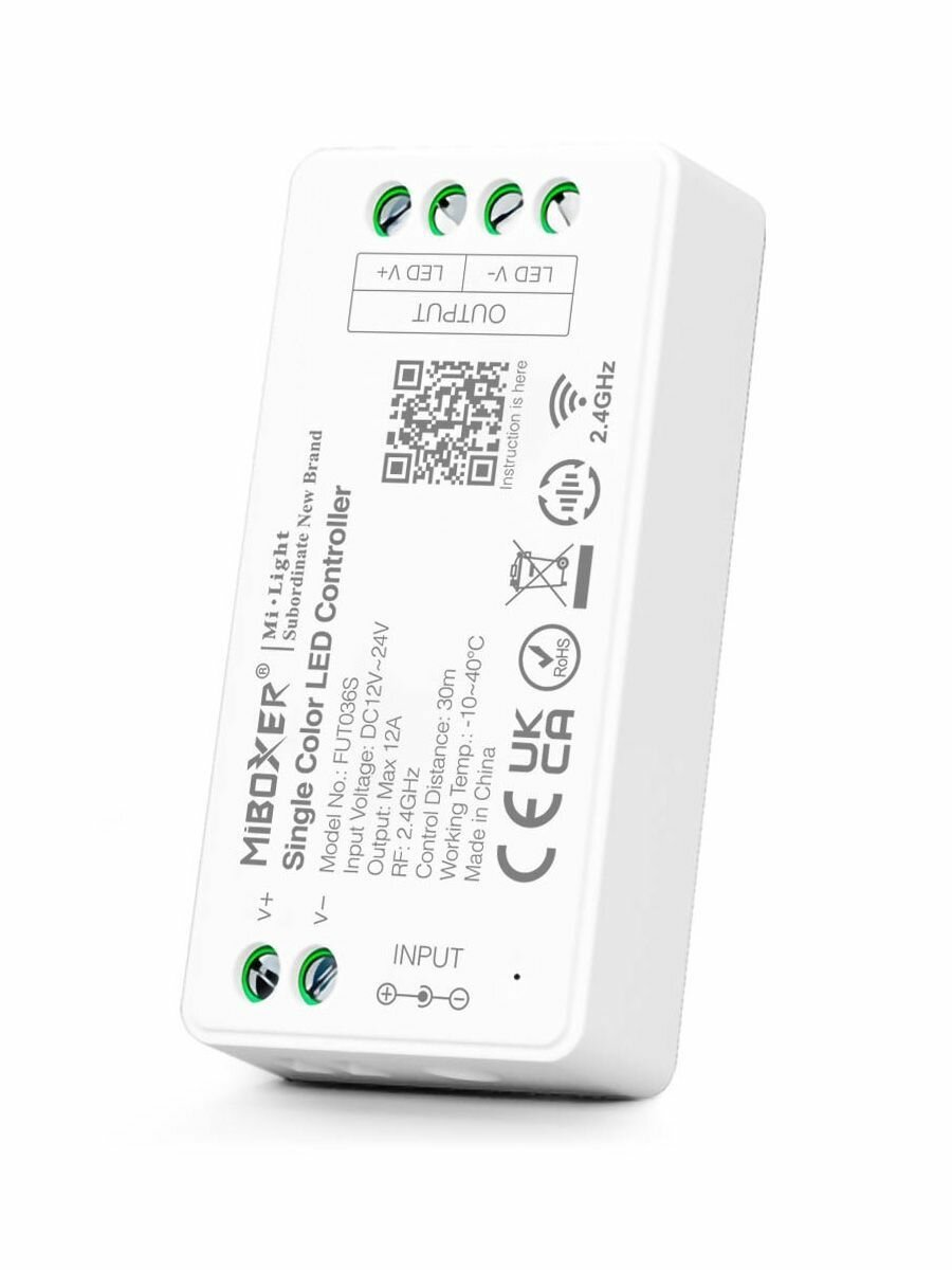 Контроллер Miboxer FUT036S, 12A, DC12-24V RF 2.4GHz, Single Color