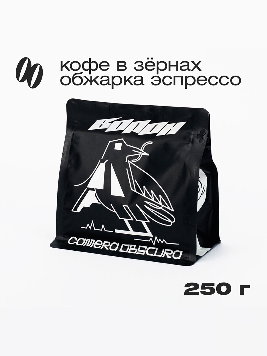 Ворон, фирменный кофе в зернах Camera Obscura, 250 г
