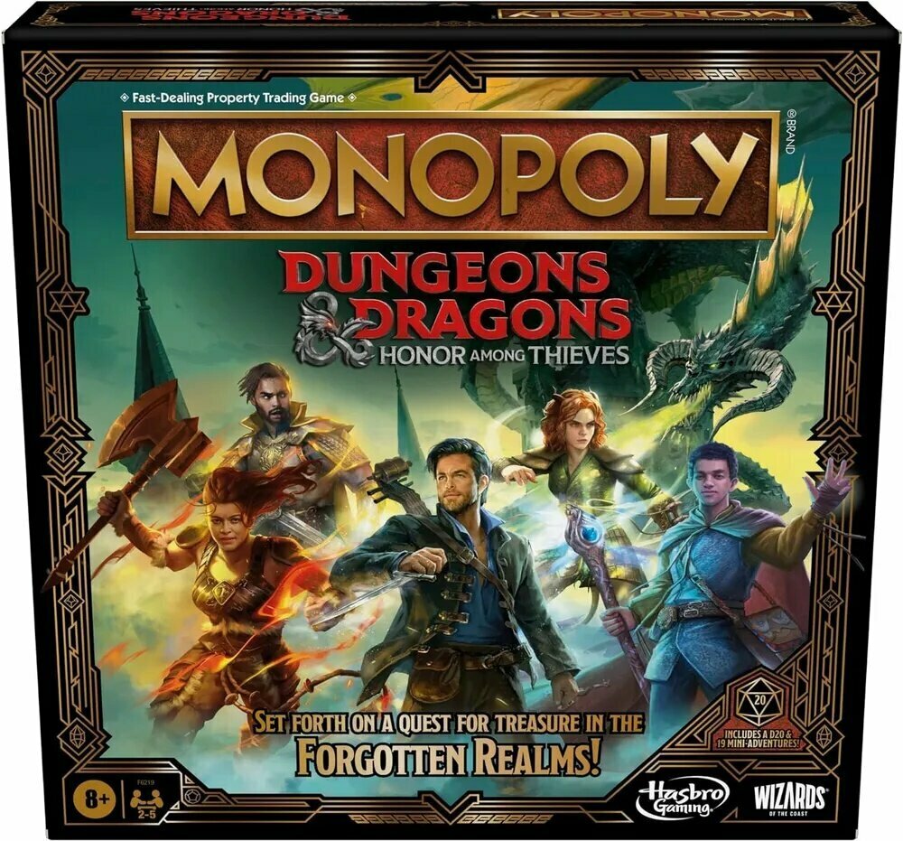 Hasbro Игра Monopoly Dungeon and Dragon: Слава в "Короле воров", вдохновленная фильмом "D & D", настольная игра Monopoly D & D, подходит для 2-5 игроков в возрасте от 8 лет и старше.