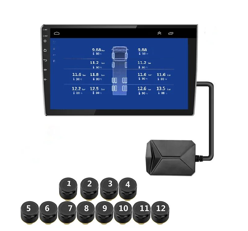 USB TPMS для авто с внешн. датчиком, 8 шин, RV