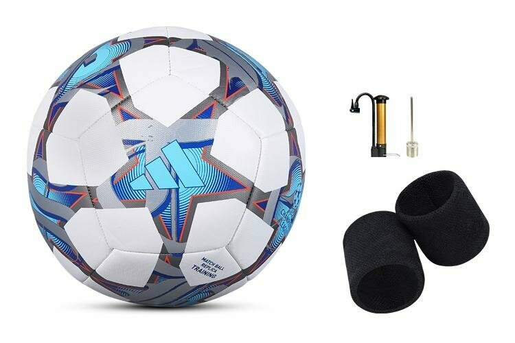 Футбольный мяч унисекс Adidas, белый синий, размер 5 EU, сшит машинной ниткой